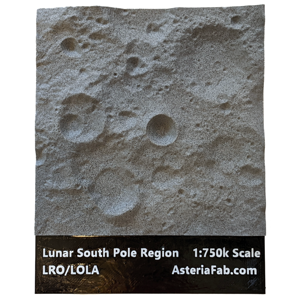 Lunar South Pole Region 1:750K scale relief map with optional texture ...